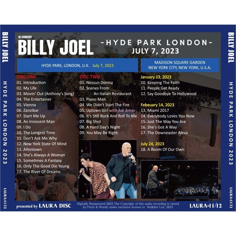 BILLY JOEL 2023 HYDE PARK LONDON 2CD - BOARDWALK